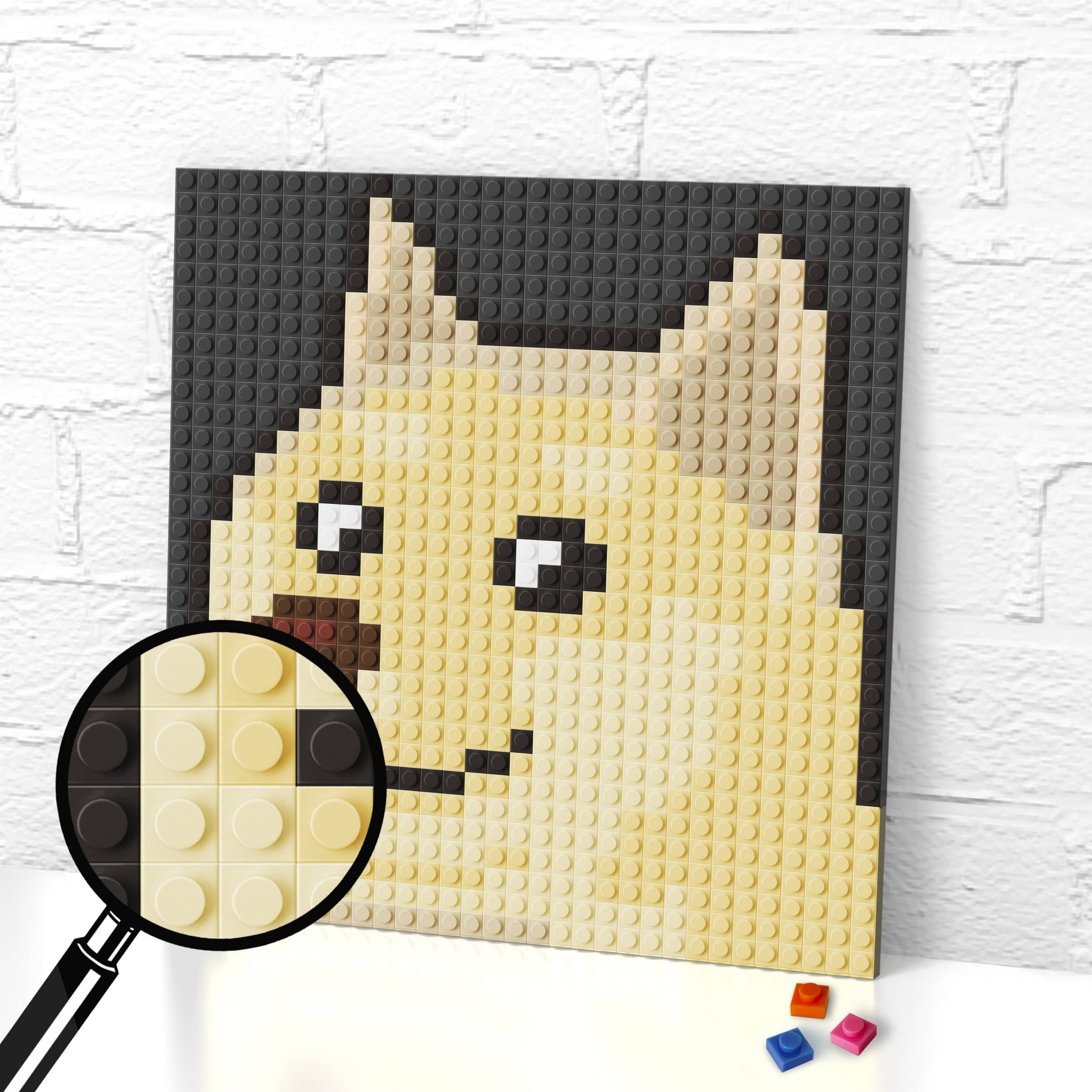 Doge Meme Pixel Art Brick Mosaic