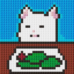 Pop Cat Meme Pixel Art Brick Mosaic
