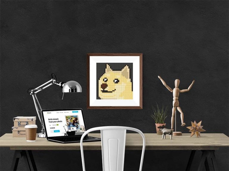 Doge Meme Pixel Art Brick Mosaic